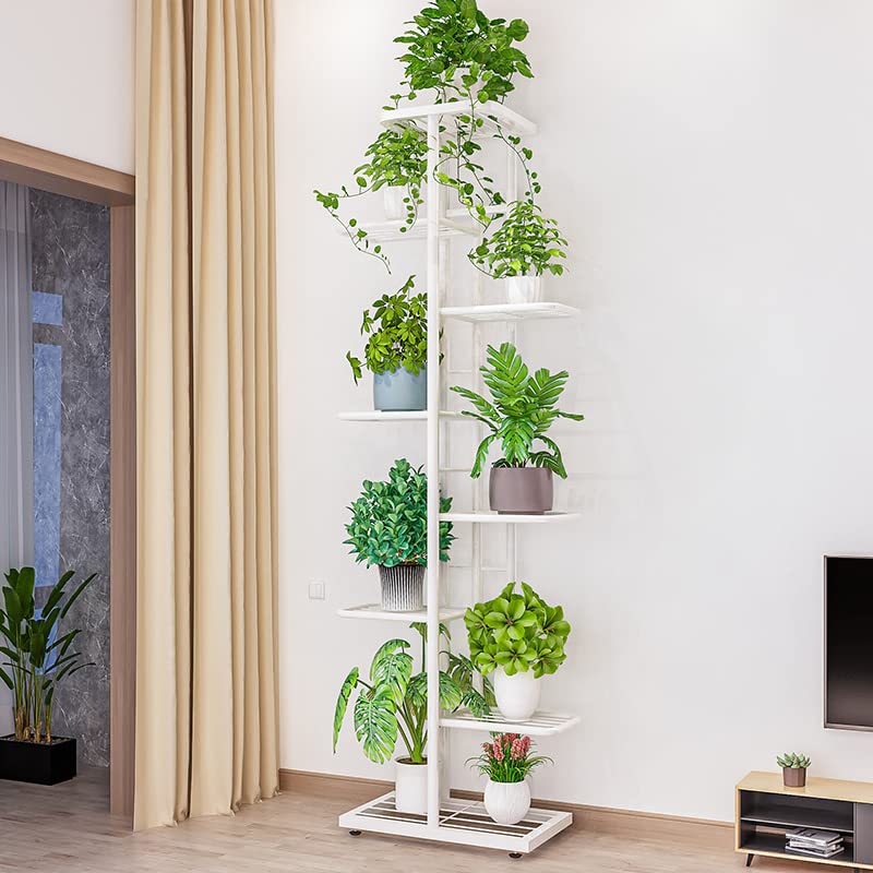 MTB Garden 8 Tier Metal Plant Stand for Indoor Outdoor Flower Pot Display Planter Shelf, White