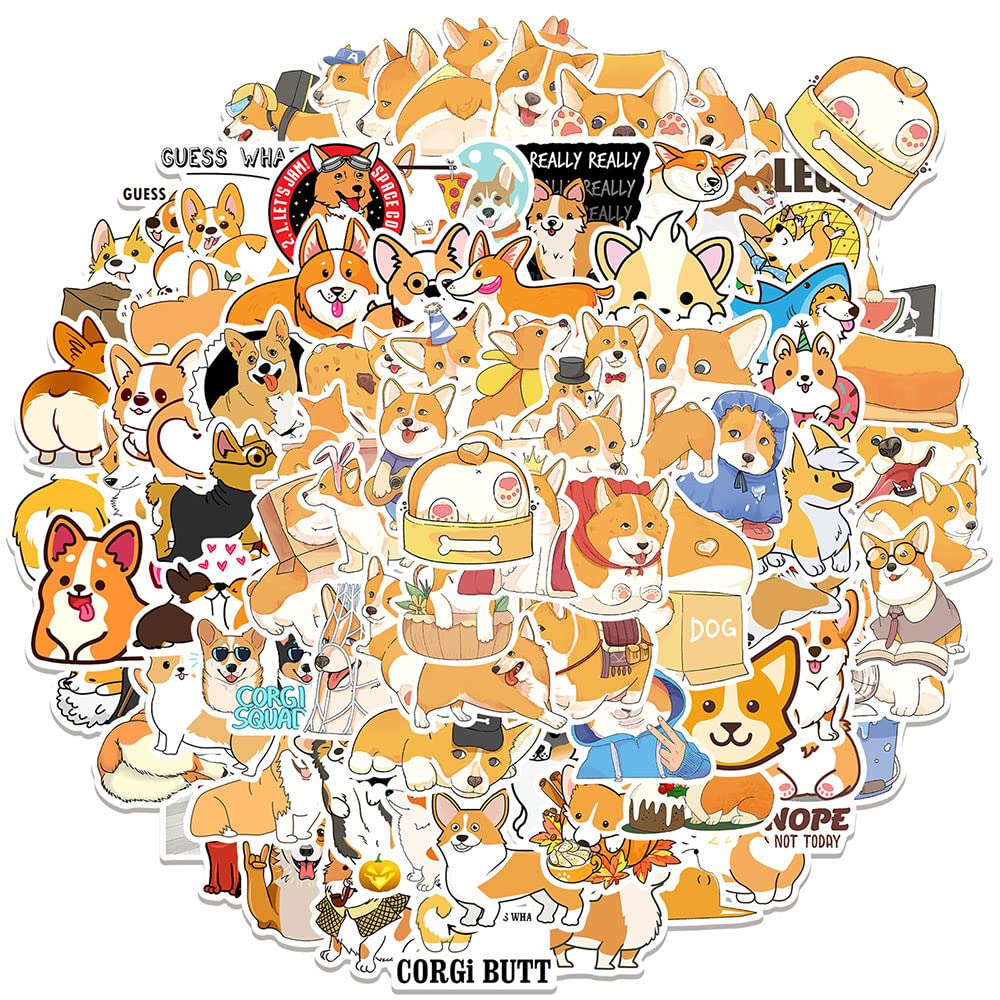 Corgi Stickers 100pcs Cute Animal Kawaii Fashion Cartoon Stickers Waterproof for Teens Girls and Boys Birthday Gift Party Favors (Corgi 100pcs)
