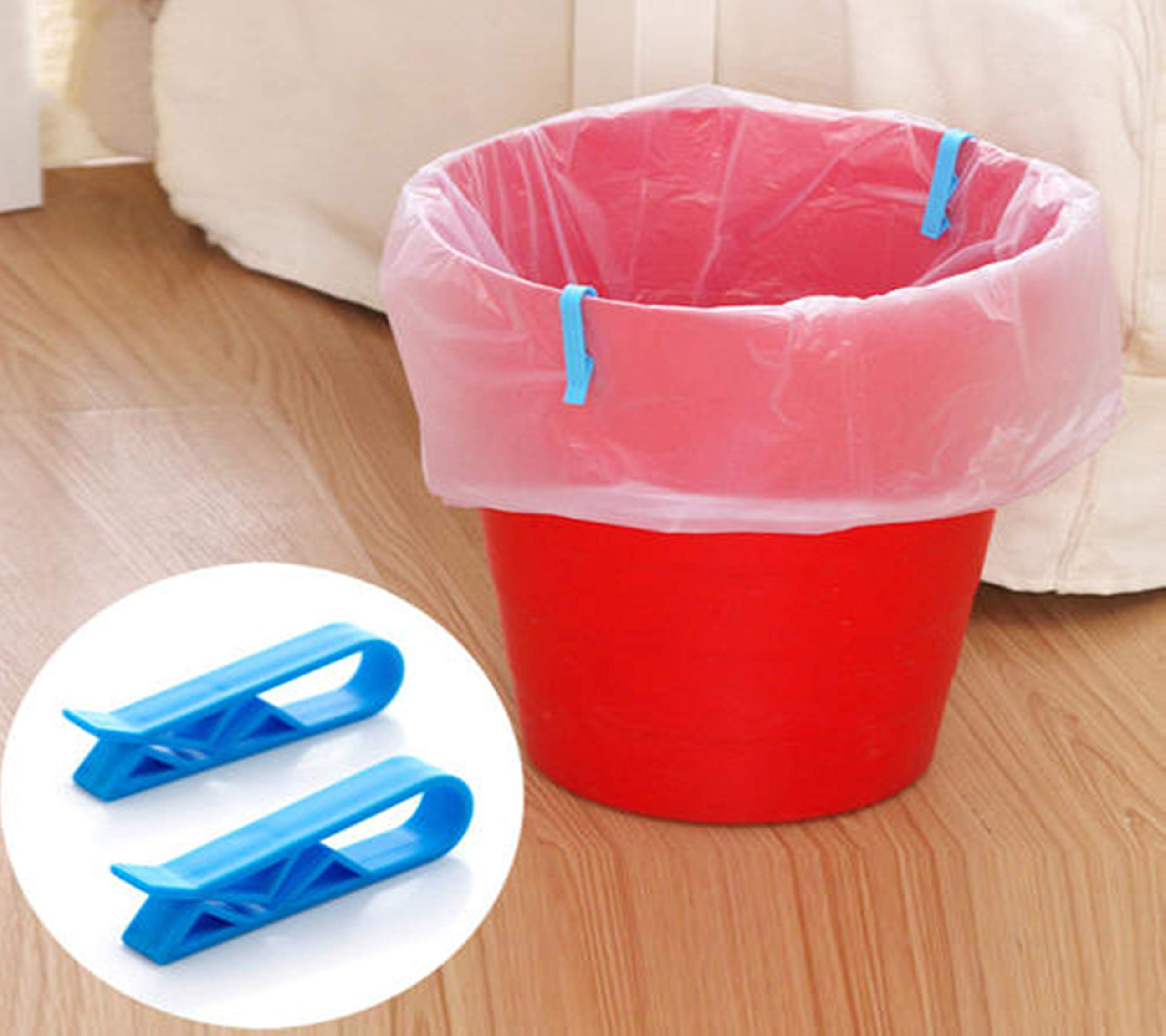 Wanton Trash Can Waste Basket Garbage Bin Clamp Garbage Rubbish Bag Clip Anti-Slip Fixation Clip Holder Blue