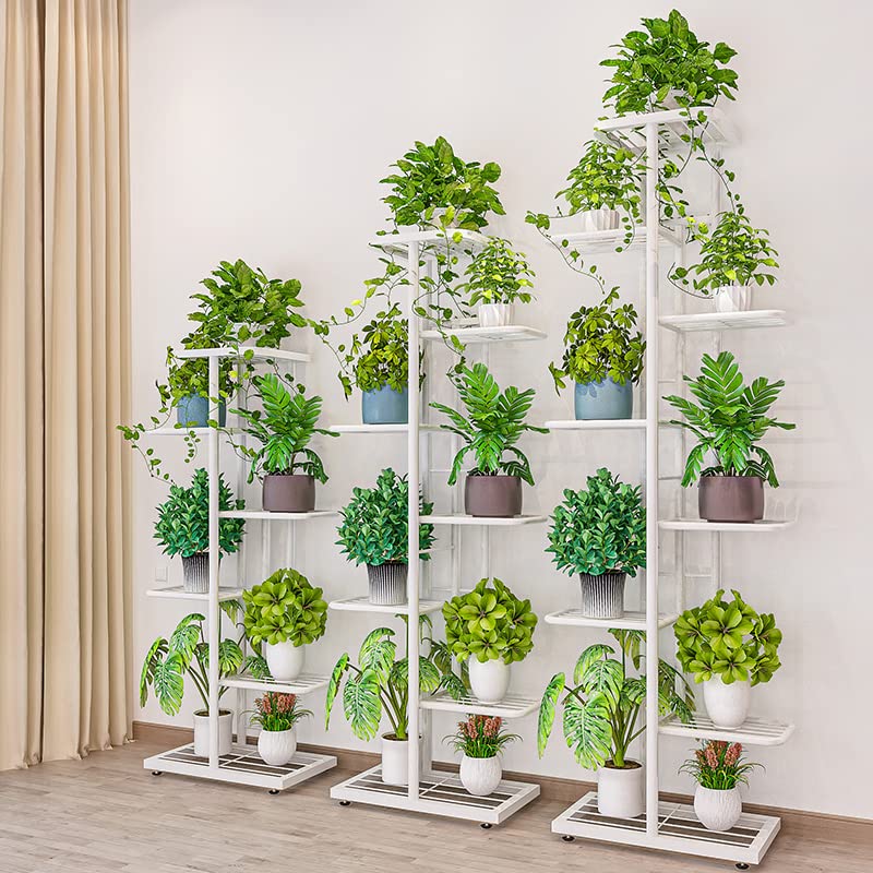 MTB Garden 8 Tier Metal Plant Stand for Indoor Outdoor Flower Pot Display Planter Shelf, White