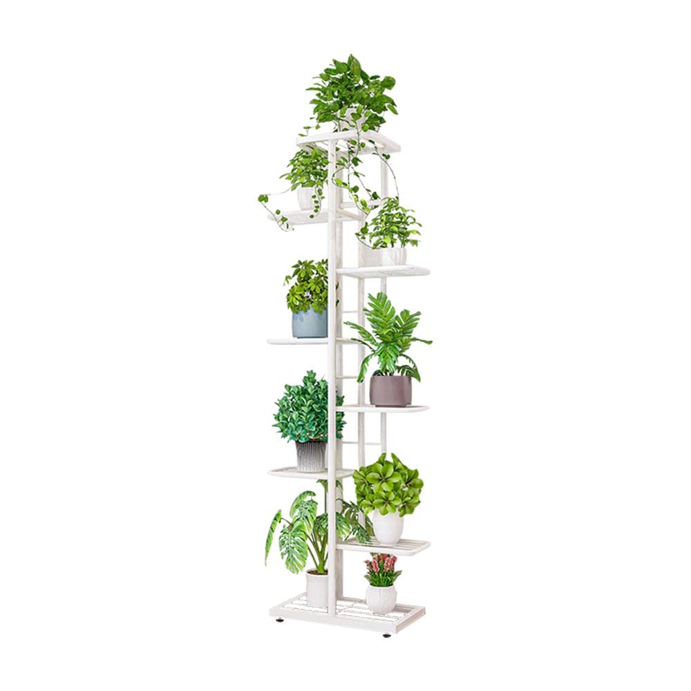 MTB Garden 8 Tier Metal Plant Stand for Indoor Outdoor Flower Pot Display Planter Shelf, White