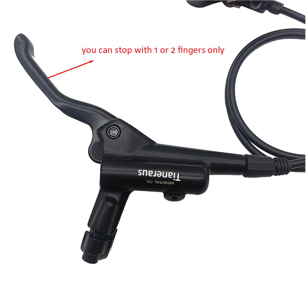 Mountain Bike Hydraulic Brake and Lever - Left Front 850mm Adapter Aluminum Alloy Hydraulic Bike Brakes, Post Mount, Resin Pads, Black