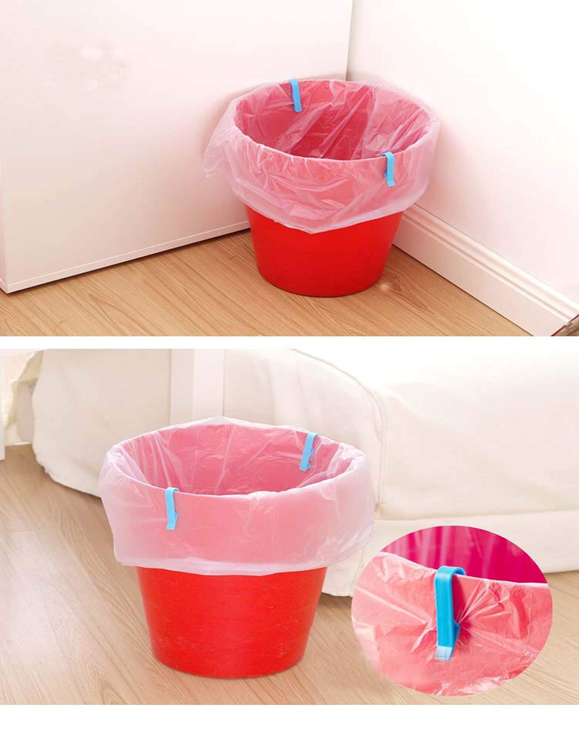 Wanton Trash Can Waste Basket Garbage Bin Clamp Garbage Rubbish Bag Clip Anti-Slip Fixation Clip Holder Blue