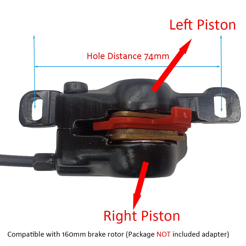 Mountain Bike Hydraulic Brake and Lever - Left Front 850mm Adapter Aluminum Alloy Hydraulic Bike Brakes, Post Mount, Resin Pads, Black