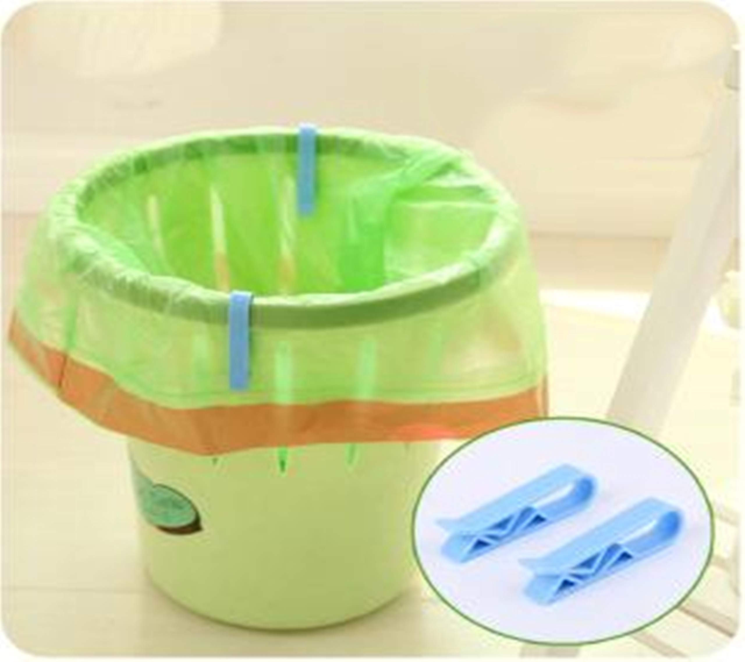 Wanton Trash Can Waste Basket Garbage Bin Clamp Garbage Rubbish Bag Clip Anti-Slip Fixation Clip Holder Blue