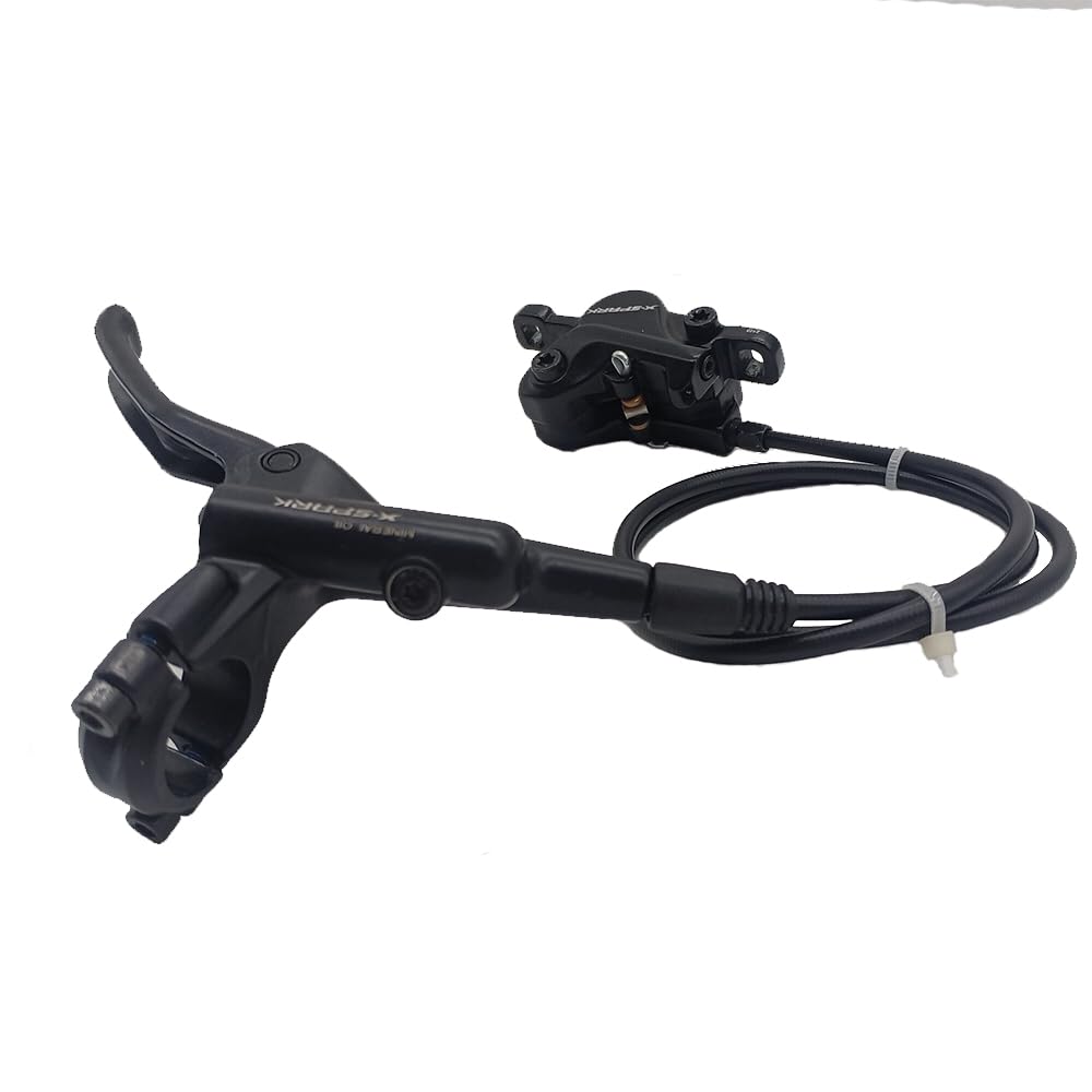 Mountain Bike Hydraulic Brake and Lever - Left Front 850mm Adapter Aluminum Alloy Hydraulic Bike Brakes, Post Mount, Resin Pads, Black