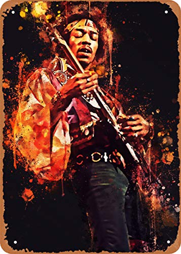 EICOCO Artist Jimi Hendrix Plaque Poster Metal Tin Sign 8" x 12" Vintage Retro Wall Decor