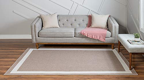 Rugs.com Georgia Collection Rug – 4' x 6' Taupe Flatweave Rug Perfect for Living Rooms, Large Dining Rooms, Open Floorplans