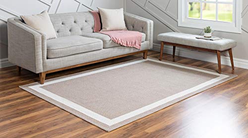 Rugs.com Georgia Collection Rug – 4' x 6' Taupe Flatweave Rug Perfect for Living Rooms, Large Dining Rooms, Open Floorplans