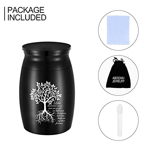 Small Urn for Ashes 3 Inches Mini Tree of Life Aluminum Urn for Human Ashes Cremation Funeral Ash Holder - Like Branches on a Tree we Grow in Different Direction,but Love Keeps us Together Forever