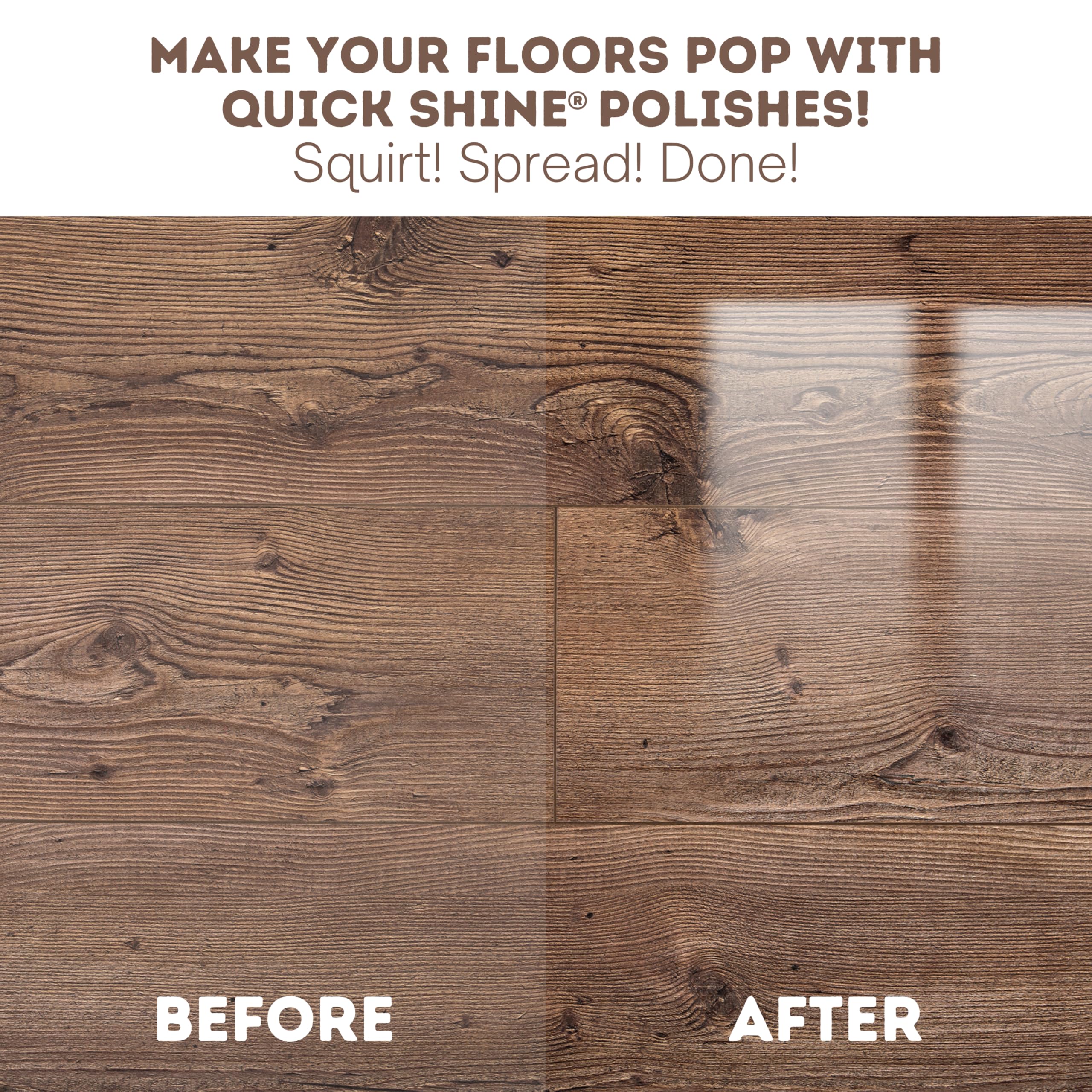 Quick Shine Hardwood Floor Luster 64oz | Plant-Based Cleaner & Polish w Carnauba | Simply Squirt & Spread | Don't Refinish It, Quick Shine It | Safer Choice Cleaner | Restore-Protect-Refresh