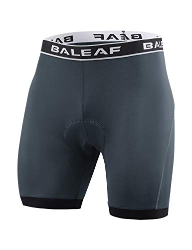 BALEAF Men's Bike Shorts With 4D Padding Cycling Underwear Padded Bicycle MTB Liner Mountain Biking Tights Road Riding Gray XXL