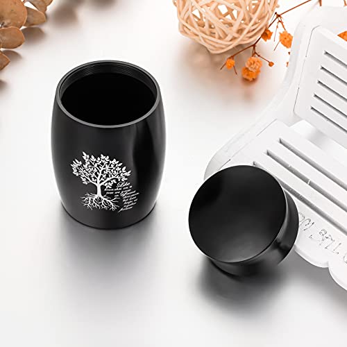 Small Urn for Ashes 3 Inches Mini Tree of Life Aluminum Urn for Human Ashes Cremation Funeral Ash Holder - Like Branches on a Tree we Grow in Different Direction,but Love Keeps us Together Forever