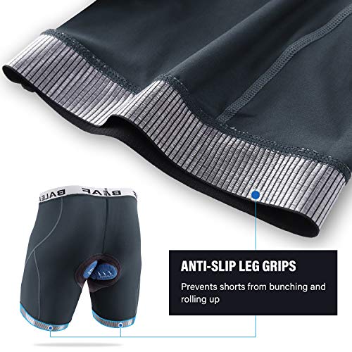 BALEAF Men's Bike Shorts With 4D Padding Cycling Underwear Padded Bicycle MTB Liner Mountain Biking Tights Road Riding Gray XXL