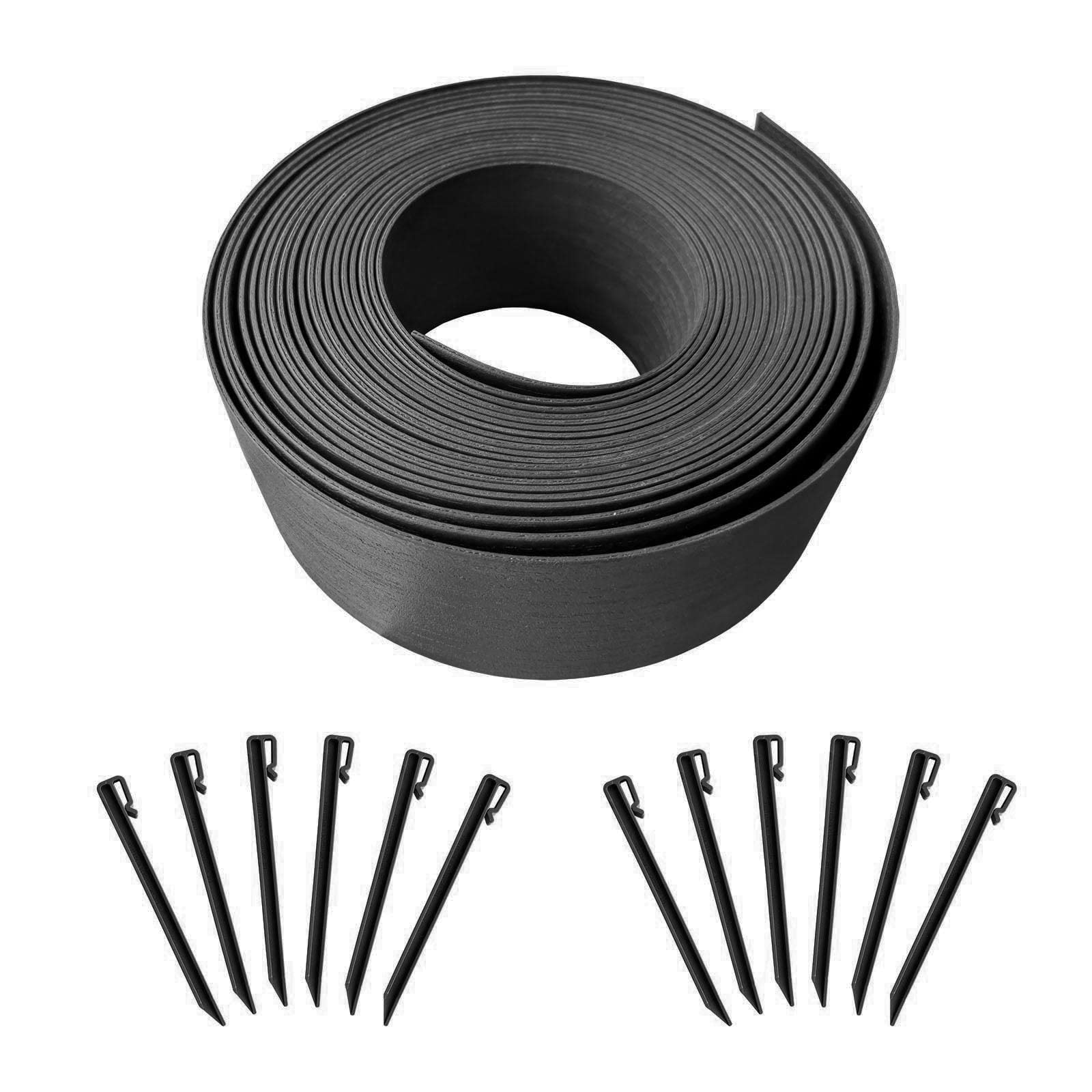 Landscape Edging Coil Kit 4 Inch High Terrace Board with 12 10-inch Spikes,40 FEET, Black