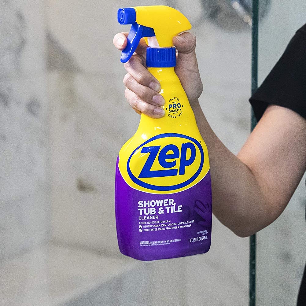Zep Shower Tub and Tile Cleaner 32 oz ZUSTT32PF (Case of 2) - No Scrub Pro Formula Breaks up Tough Buildup on Contact