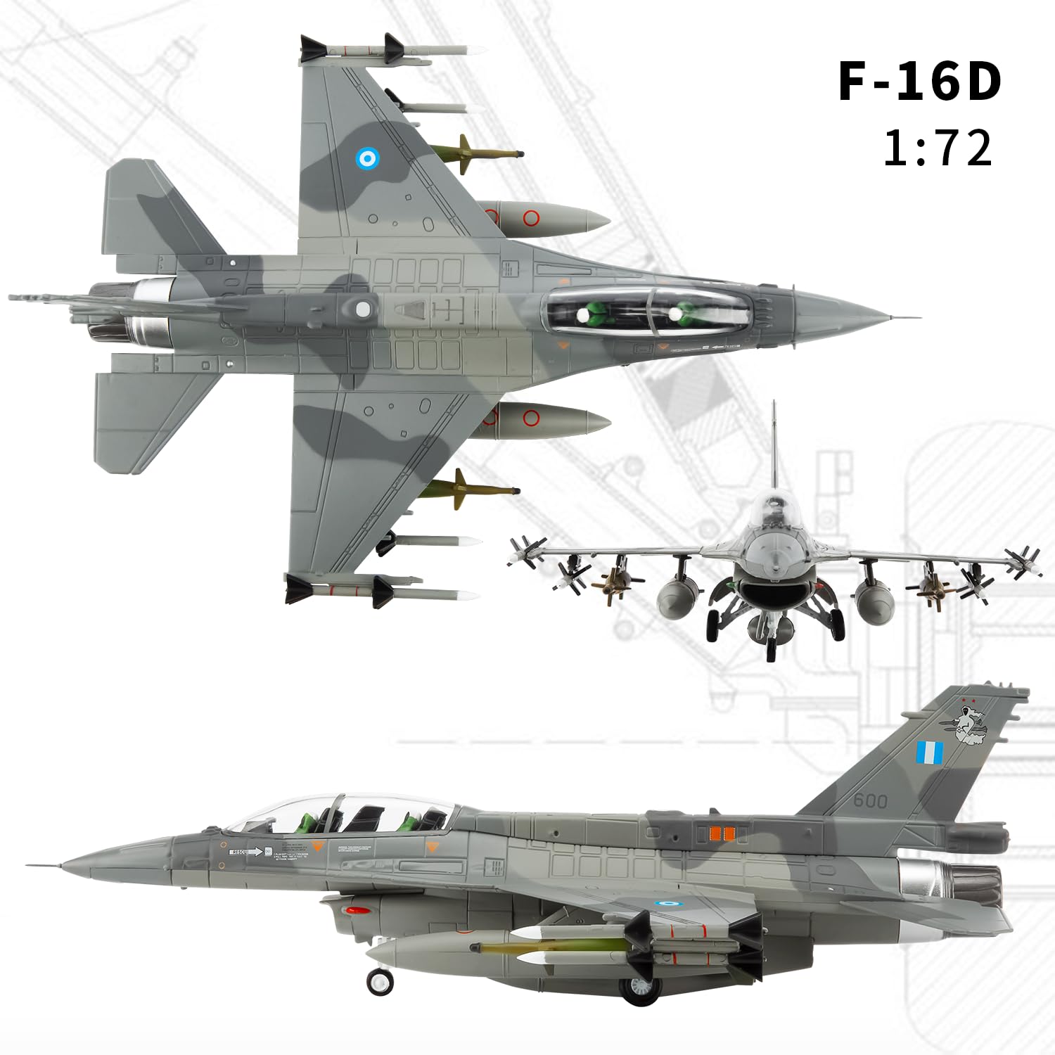 Lose Fun Park 1:72 Military Model Plane F-16D Alloy Fighter Plane Model,Model Airplane for Collection and Gift
