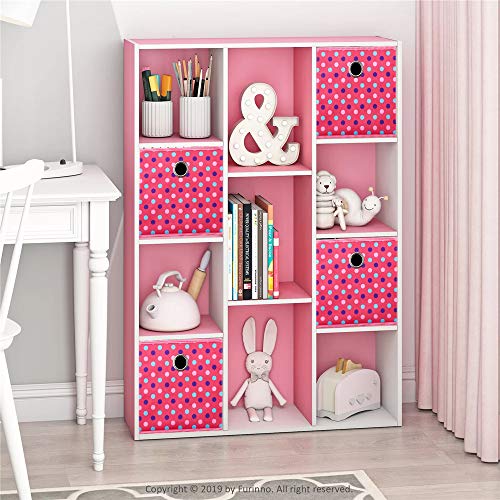 Collapsible Cloth Cube Storage Bins Polka Dot Fabric Girls Storage Pink Cube Bins Kids Storage Cubes Boxes Clothes Organizer Bin 10 In Foldable Storage Baskets Cubes Inserts Drawer Storage,QY-SC15-6