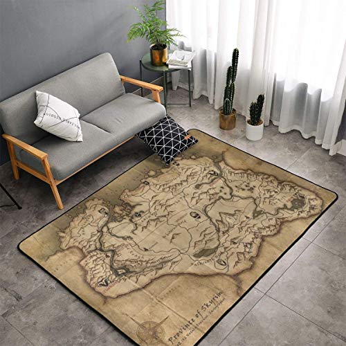 Premium Ultra Soft Durable Thick Area Rug - Luxury Fashion Non-Slip The Old Map in Game Province of Skyrim Large Rugs Bedside Mats Home Decor Carpet for Bedroom Nursery Living Room Playroom