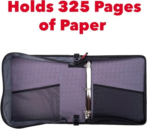Case-it The Universal 2.0 Zipper Binder -1.5 Inch O-Ring - Removable Padded Pocket Holds Up to 13" Laptop/Tablet - Multiple Pockets - 325 Page Capacity - Comes with Shoulder Strap - Fire Red LT-207