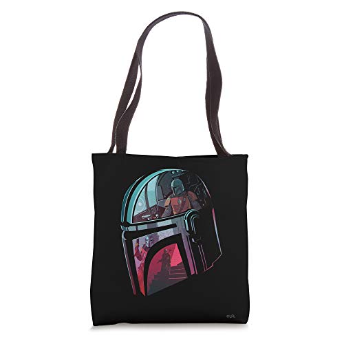 Star Wars The Mandalorian Din Djarin Neon Beskar Helmet Tote Bag