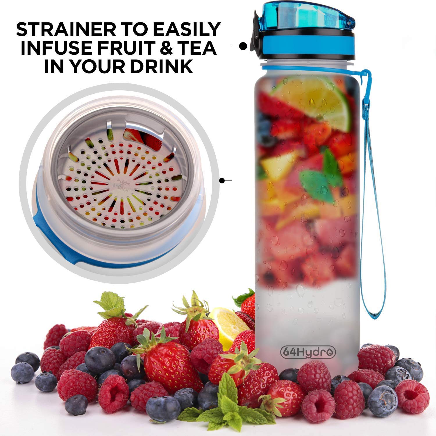 64HYDRO 32oz 1Liter Motivational Water Bottle with Time Marker, Dog Lover Corgi Get Over It Height Doesn't Matter KD2 HAH2805001 Water Bottle