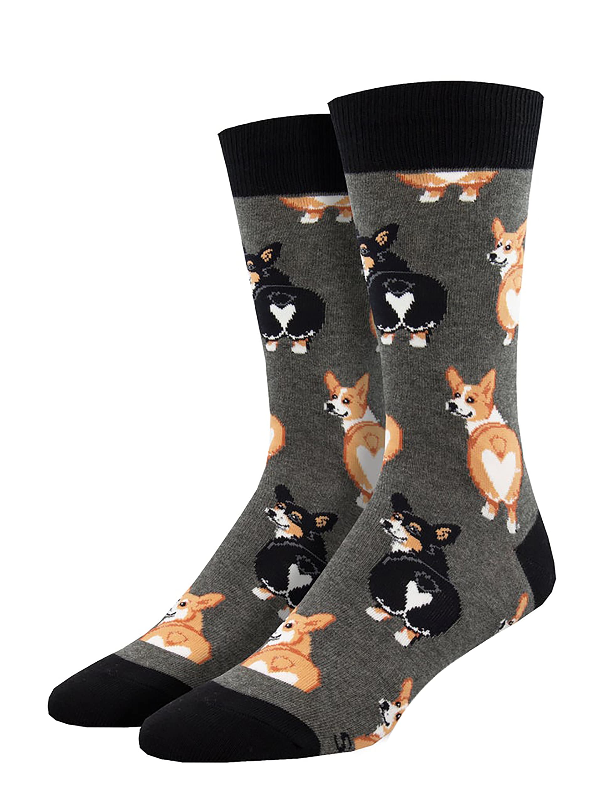 Socksmith Corgi Butt Charcoal Heather 10-13 (Men's Shoe Size 7-12.5)