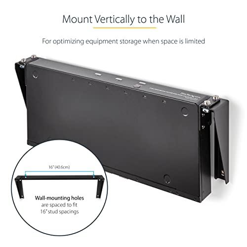 StarTech.com 1U Wall Mount Patch Panel Bracket β 19 in β Steel - Vertical Mounting Bracket for Networking and Data Equipment , TAA (RK119WALLV)