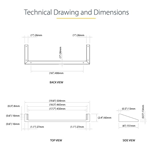 StarTech.com 1U Wall Mount Patch Panel Bracket β 19 in β Steel - Vertical Mounting Bracket for Networking and Data Equipment , TAA (RK119WALLV)