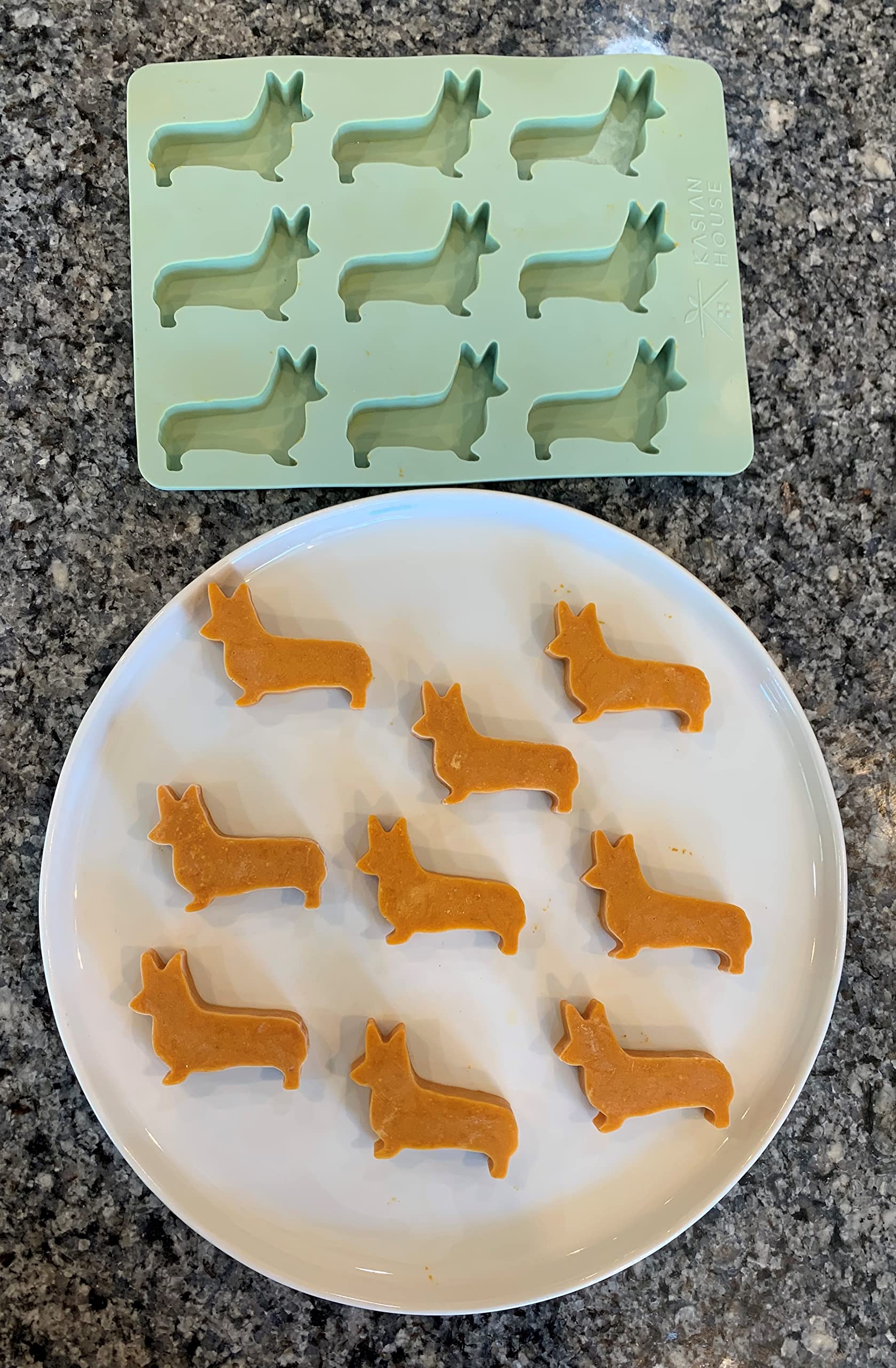 Kasian House Corgi Silicone Ice Cube Tray and Treat Mold, 9 Welsh Corgi Shaped Molds, BPA Free and Heat Resistant, Chocolate Mold