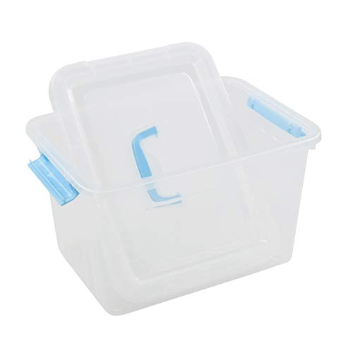 Doryh 12 L Plastic Storage Bin with Lid, Clear Transparent Box with Handles Set of 1