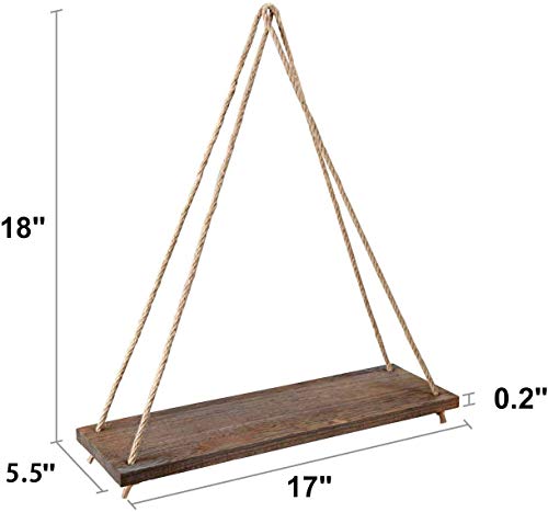 Mkono 5 Pack Set Wall Hanging Shelves 3 Pac Wood and Rope Shelves and 2 Pack Small Floating Shelves with Metal Basket Frame Home Decor Display Shelf for Bathroom, Bedroom, Living Room