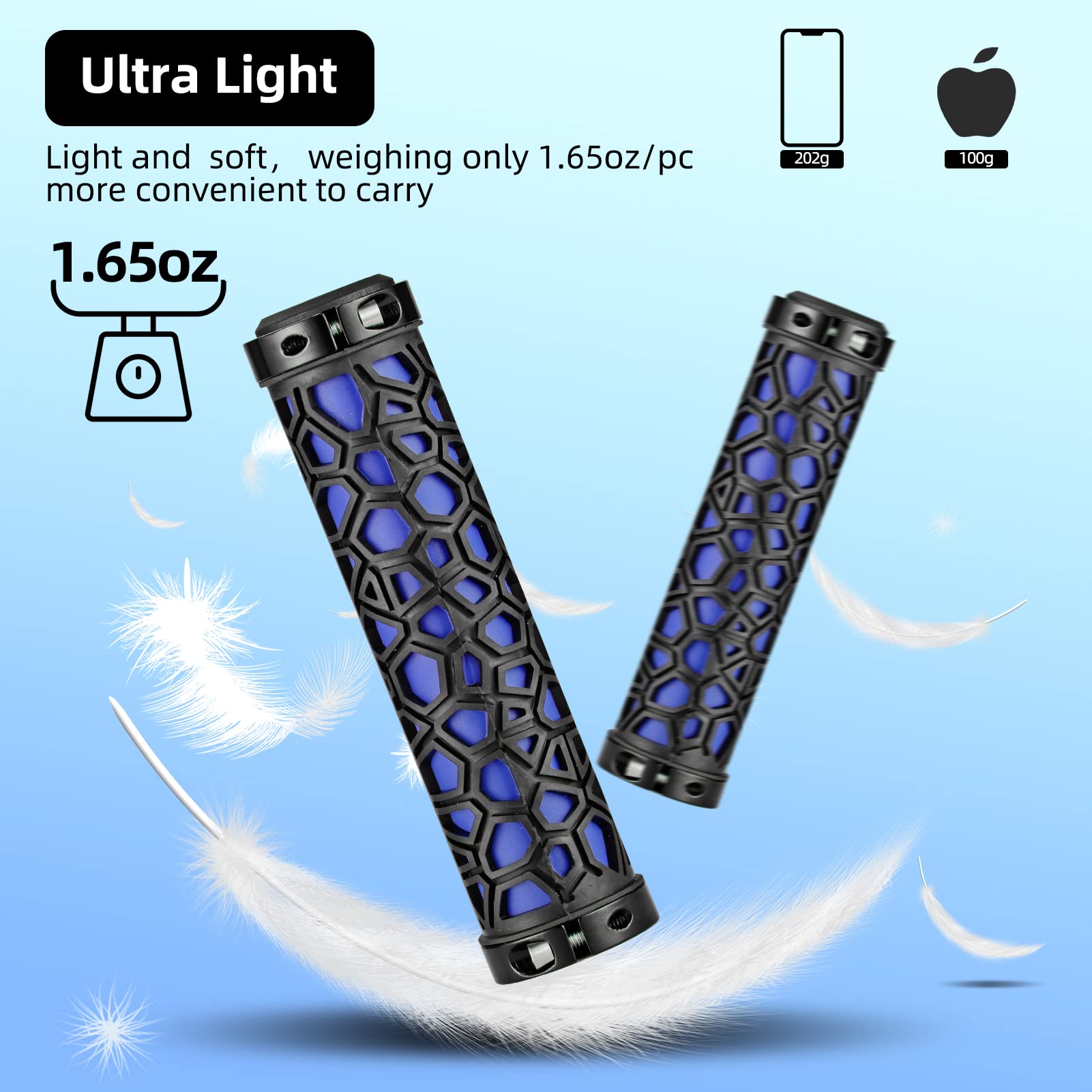 ROCKBROS Bike Handlebar Grips Double Lock-on Bike Grips Non-Slip Bicycle Handlebar Grips for MTB, BMX, Scooters, Folding Bikes 22.2mm
