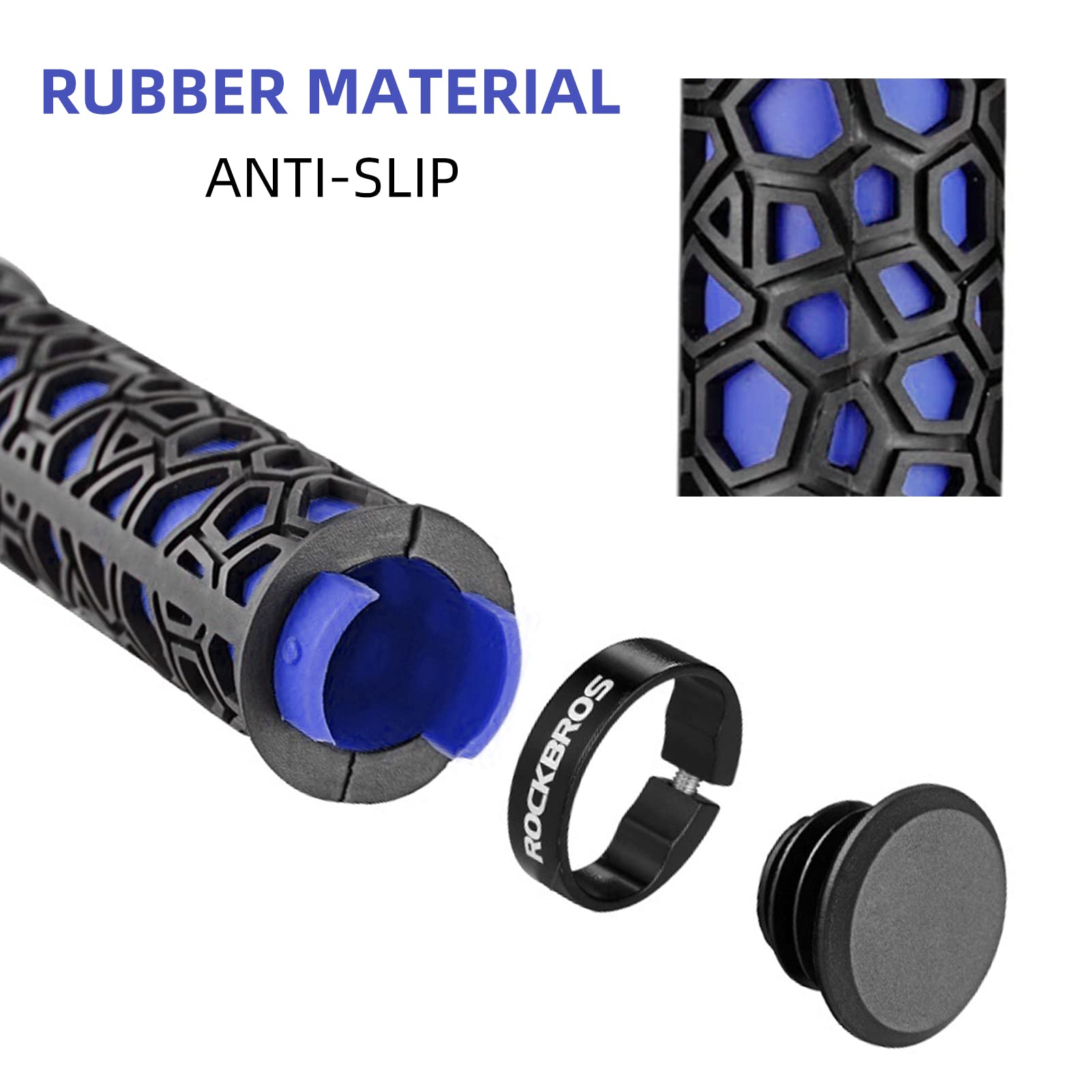 ROCKBROS Bike Handlebar Grips Double Lock-on Bike Grips Non-Slip Bicycle Handlebar Grips for MTB, BMX, Scooters, Folding Bikes 22.2mm