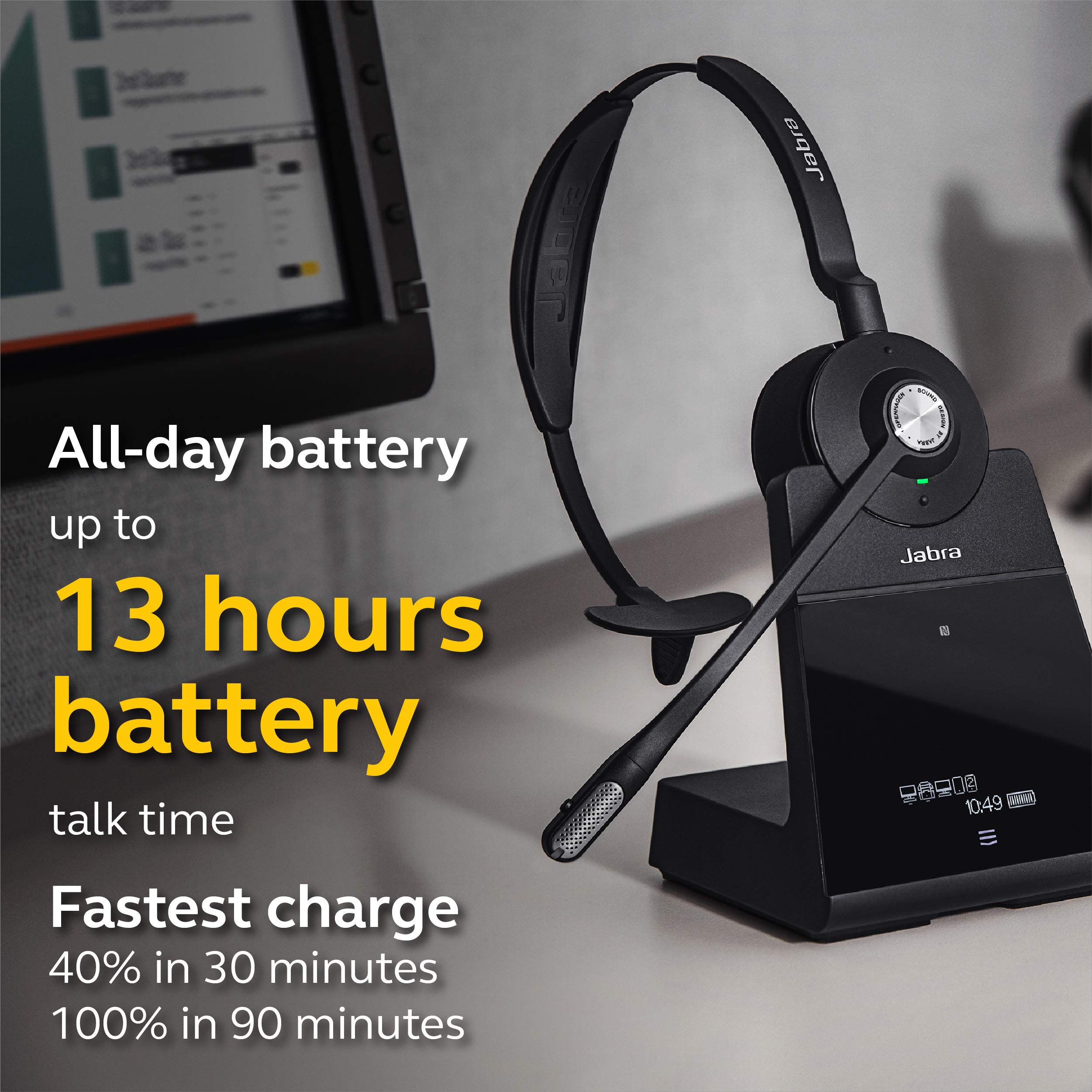 Jabra Engage 65 Wireless Headset, Mono – Telephone Headset with Industry-Leading Wireless Performance, Advanced Noise-Cancelling Microphone, Call Center Headset with All Day Battery Life