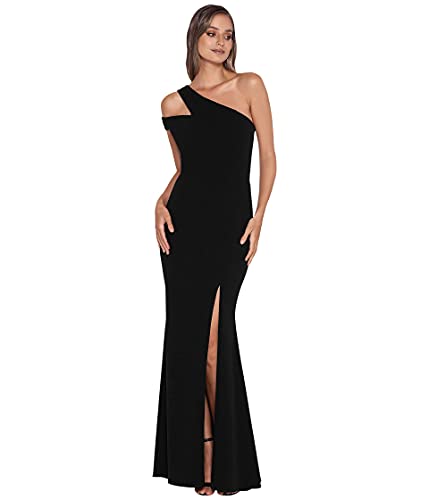 Xscape Long Scuba Crepe One Shoulder Strap Black 12