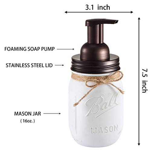 Mason Jar Bathroom Set(3 Piece)-Foaming Soap Dispenser, Toothbrush Holder ,Flower Vase,for Wedding House Decor Countertop and Vanity Organizer Bathroom Kitchen Farmhouse Décor (Bronze)