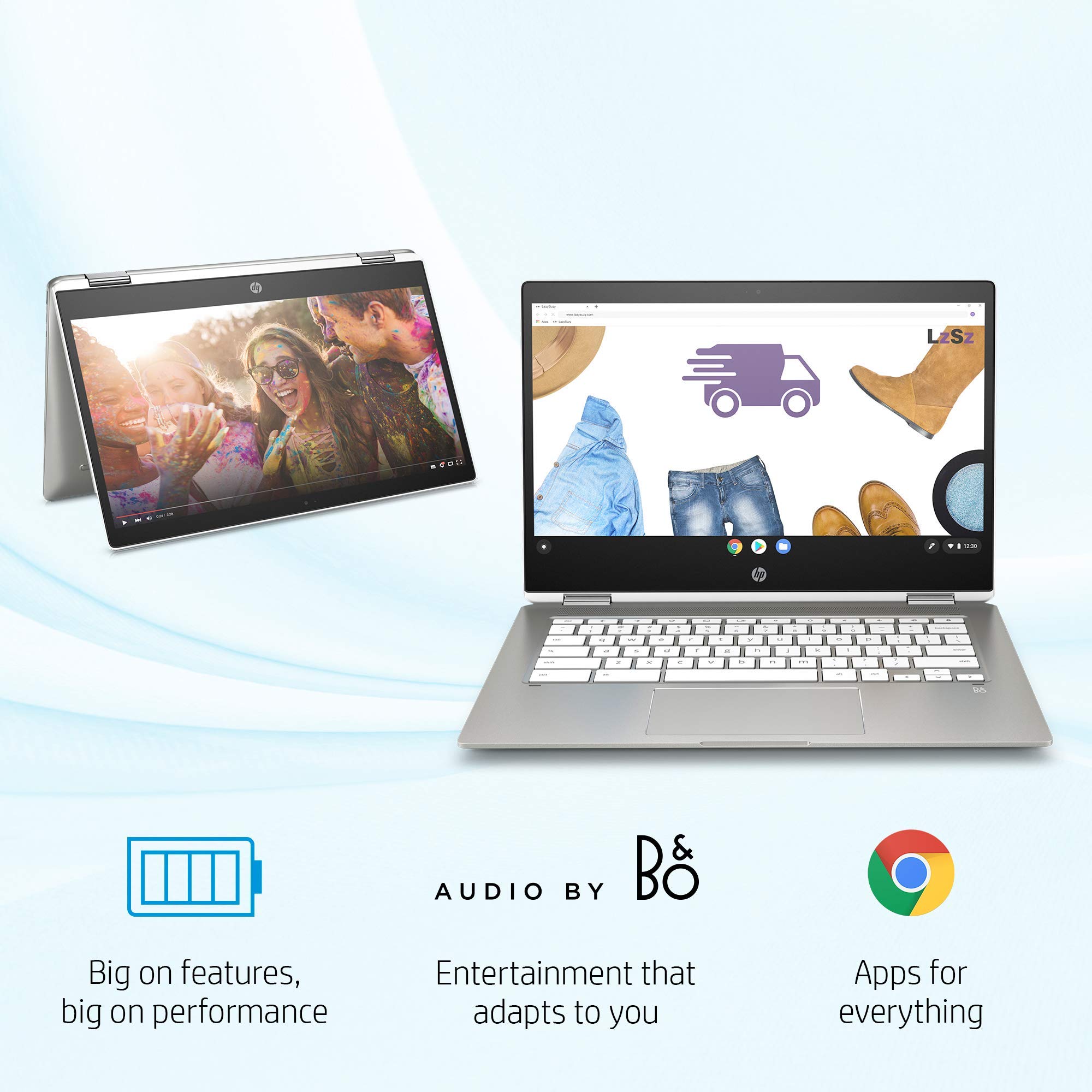 HP Chromebook x360 14b-cb0023dx 14" TS Intel Pentium Silver N6000 Intel UHD Graphics 4 GB LPDDR4 RAM 64 GB eMMC Storage, Chrome OS BT Webcam Spruce Blue (Renewed)