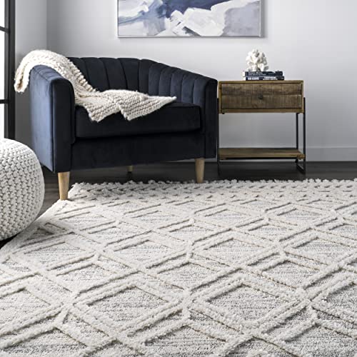 NuLOOM Ansley Moroccan Lattice Tassel Area Rug, 7' 10" x 10' 10", Beige