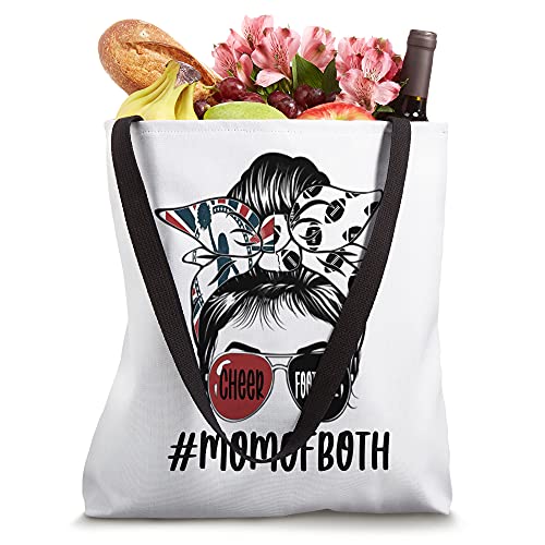 Messy Hair Bun Cheer Football Cheerleading Mom Of Both Tote Bag
