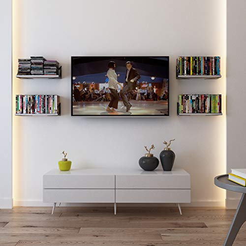 Wallniture Milan White Floating Shelves for Wall, Wood Wall Shelves for Kitchen Organization and Storage, 17"x6" Geometric Triangle Shelf Set of 4
