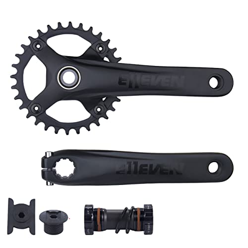 VIARON 170mm Bike Crankset 32T/34T/36T Hollow Integrated 104BCD Single Speed Round Chainring Crankset with Bottom Bracket (34T)