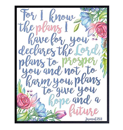 Jeremiah 29 11 Wall Art - For I Know the Plans I Have for You - Christian Inspirational Wall Decor - Religious Wall Art - Bible Verse Gifts - Catholic Wall Decor for Women - Scripture Wall Art