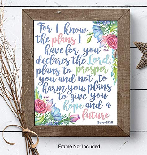 Jeremiah 29 11 Wall Art - For I Know the Plans I Have for You - Christian Inspirational Wall Decor - Religious Wall Art - Bible Verse Gifts - Catholic Wall Decor for Women - Scripture Wall Art