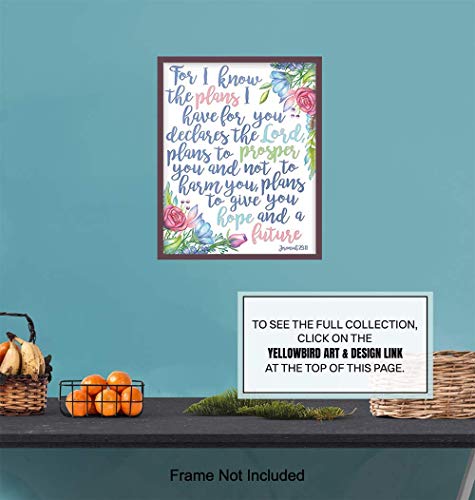 Jeremiah 29 11 Wall Art - For I Know the Plans I Have for You - Christian Inspirational Wall Decor - Religious Wall Art - Bible Verse Gifts - Catholic Wall Decor for Women - Scripture Wall Art
