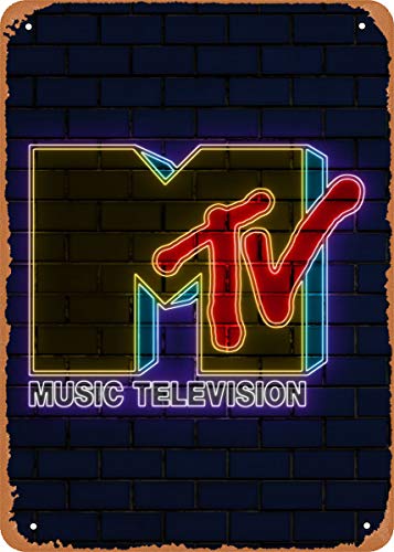 EICOCO Music Neon Signs MTV Retro neon Sign Plaque Poster Metal Tin Sign 8" x 12" Vintage Retro Wall Decor