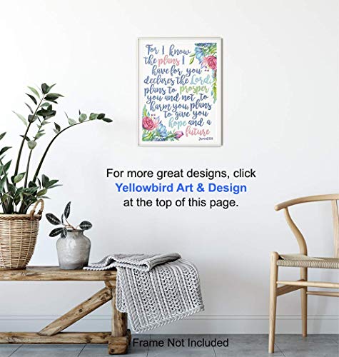 Jeremiah 29 11 Wall Art - For I Know the Plans I Have for You - Christian Inspirational Wall Decor - Religious Wall Art - Bible Verse Gifts - Catholic Wall Decor for Women - Scripture Wall Art