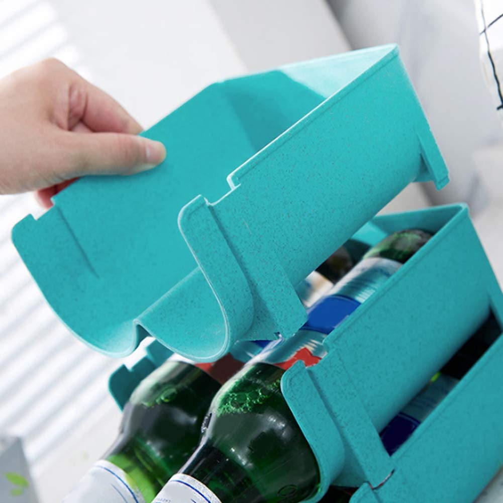 LIZEALUCKY Standing Stackable Beer can Holder Canned Beverage Storage Rack Refrigerator Beverage Organizer(Blue)