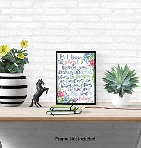 Jeremiah 29 11 Wall Art - For I Know the Plans I Have for You - Christian Inspirational Wall Decor - Religious Wall Art - Bible Verse Gifts - Catholic Wall Decor for Women - Scripture Wall Art