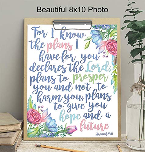 Jeremiah 29 11 Wall Art - For I Know the Plans I Have for You - Christian Inspirational Wall Decor - Religious Wall Art - Bible Verse Gifts - Catholic Wall Decor for Women - Scripture Wall Art